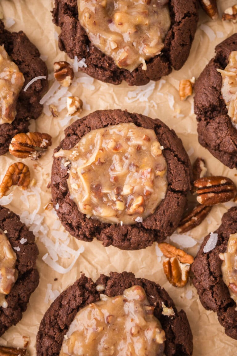 German Chocolate Thumbprint Cookies - I Heart Eating